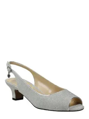 J. Reneé Jenvey Slingback Sandal - Silver Fabric