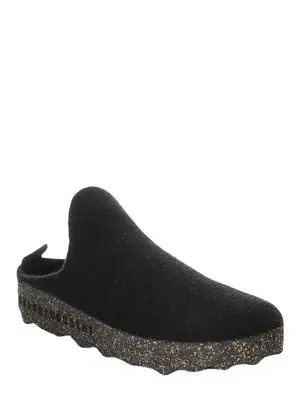 Fly London Come Sneaker Mule - Black Tweed/ Felt