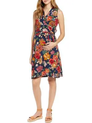 ANGEL MATERNITY Print Wrap Dress - Red Print