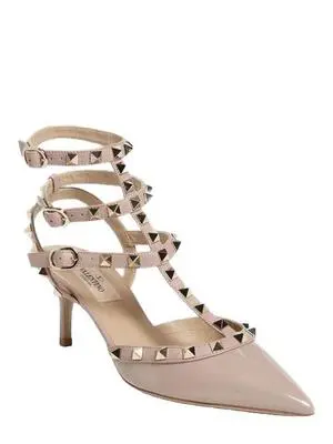 Valentino Garavani Rockstud Strappy Pumps - P45 Poudre/poudre
