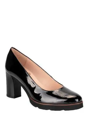 WONDERS Platform Pump - Black Patent Leather