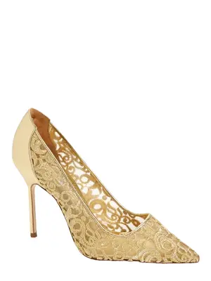 Manolo Blahnik Manolo Blahnik BB Pointed-Toe Pump Gold