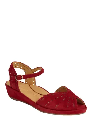 L'AMOUR DES PIEDS L'Amour Des Pieds Brenn Ankle Strap Sandal Scarlet Suede