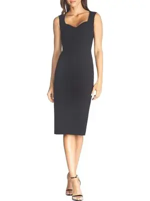 Dress The Population Elle Sweetheart Neck Midi Dress - Black