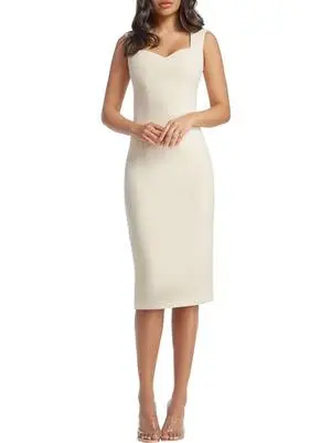 Dress The Population Dress The Population Elle Sweetheart Neck Midi Dress Cream