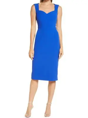 Dress The Population Elle Sweetheart Neck Midi Dress - Electric Blue
