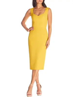 Dress The Population Dress The Population Elle Sweetheart Neck Midi Dress Marigold