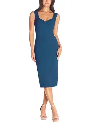 Dress The Population Elle Sweetheart Neck Midi Dress - Midnight Blue