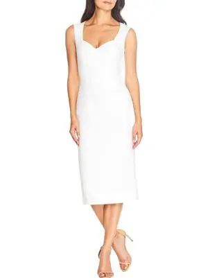 Dress The Population Elle Sweetheart Neck Midi Dress - Off White