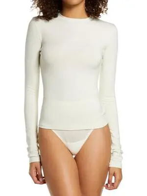 SKIMS SKIMS Stretch Cotton Jersey Long Sleeve T-Shirt Bone