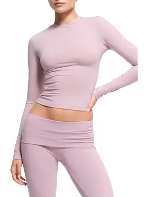 SKIMS SKIMS Stretch Cotton Jersey Long Sleeve T-Shirt Dusk