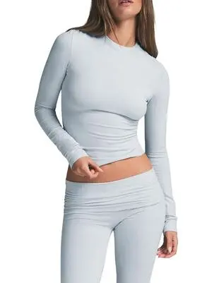 SKIMS SKIMS Stretch Cotton Jersey Long Sleeve T-Shirt Zen Blue