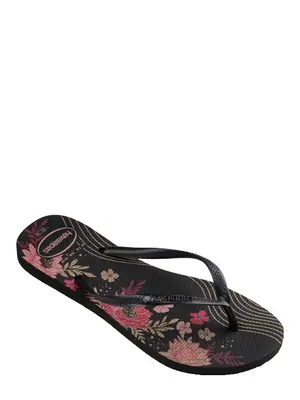 Havaianas Havaianas Slim Floral Flip Flop Black/black/black