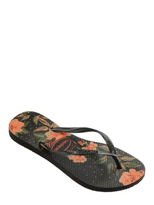 Havaianas Havaianas Slim Floral Flip Flop Black/dark Grey