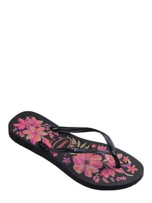 Havaianas Havaianas Slim Floral Flip Flop Black/grey/gold
