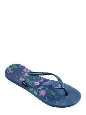 Havaianas Havaianas Slim Floral Flip Flop Comfy Blue
