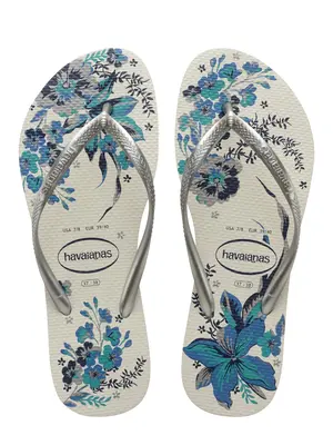 Havaianas Havaianas Slim Floral Flip Flop White/ Bright Silver