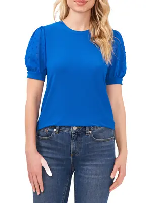 CECE DUPRAZ CeCe Puff Sleeve Knit Top Lapis Blue
