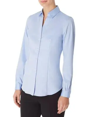 Jones New York Solid Cotton Shirt - Blue