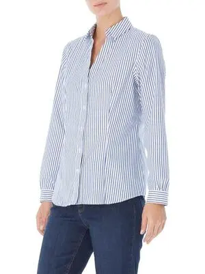 Jones New York Stripe Button-up Shirt - Blue/white