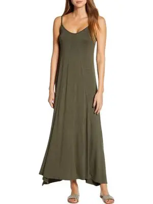 Loveappella LOVEAPPELLA Stretch-Knit Maxi Dress Dark Olive
