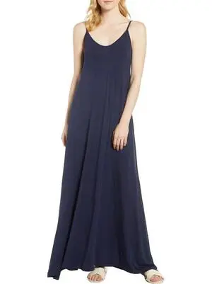 Loveappella Loveappella Stretch-Knit Maxi Dress Midnight Blue