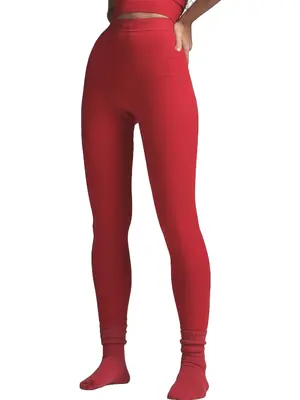 SKIMS Stretch Cotton Rib Leggings Cranberry