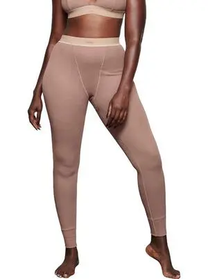 SKIMS Stretch Cotton Rib Leggings Umber