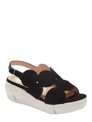 WONDERS Platform Sandal - Black Suede