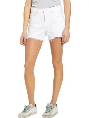 AGOLDE AGOLDE Parker Long High-Waist Denim Shorts Tissue