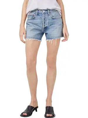 AGOLDE AGOLDE Parker Long High-Waist Denim Shorts Wheel