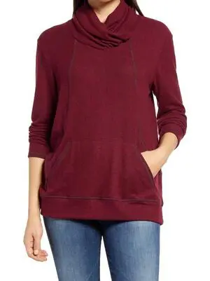 Loveappella Cross Neck Seamed Pullover - Dk Burgundy