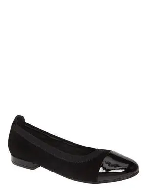 DAVID TATE Nicole Cap-toe Flat - Black Suede