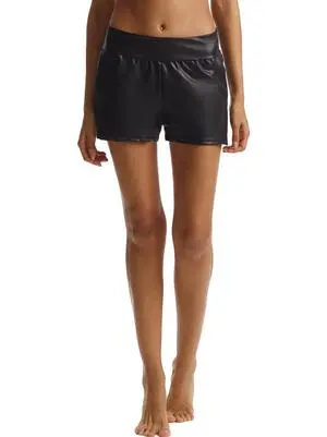 Commando Faux Leather Jogger Shorts - Black