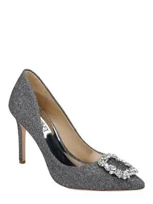 Badgley Mischka Cher Crystal Embellished Pumps - Pewter Glitter