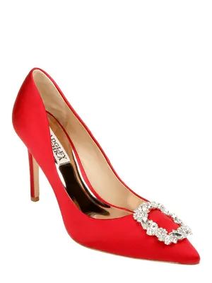 Badgley Mischka Cher Crystal Embellished Pumps Red