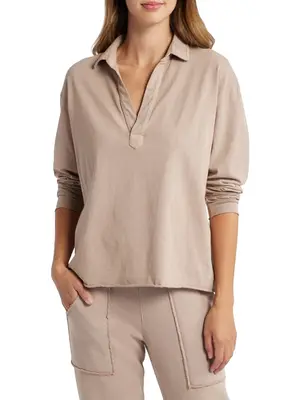 Frank & Eileen Heritage Jersey Popover Henley Biscotti