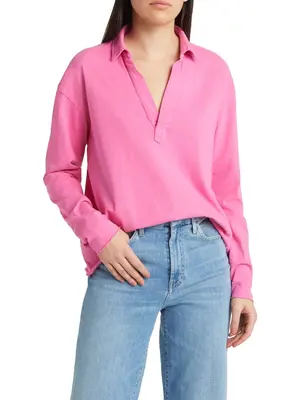 Frank & Eileen Heritage Jersey Popover Henley Bubblegum