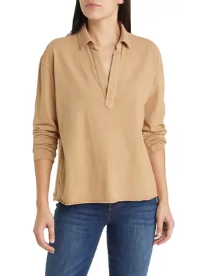 Frank & Eileen Heritage Jersey Popover Henley Camel