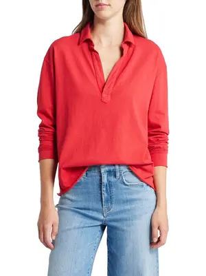 Frank & Eileen Heritage Jersey Popover Henley Crimson