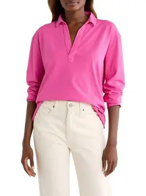 Frank & Eileen Heritage Jersey Popover Henley Guava