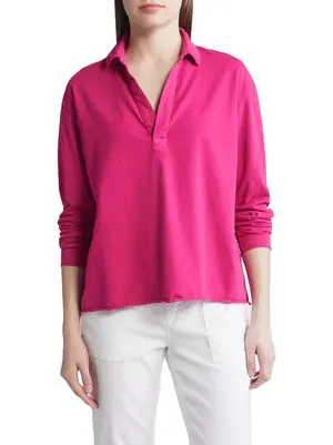 Frank & Eileen Heritage Jersey Popover Henley Magenta