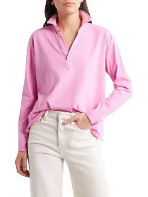 Frank & Eileen Heritage Jersey Popover Henley Pink Lemonade