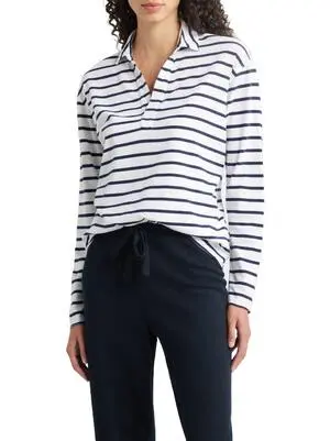 Frank & Eileen Patrick Popover Henley - White Navy