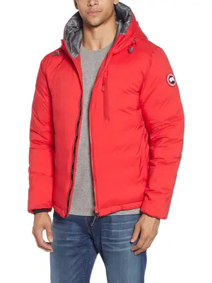 Canada Goose Canada Goose Lodge Packable Windproof 750 Fill Power Down Hooded Jacket Red