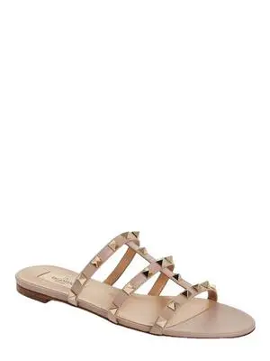 Valentino Garavani Rockstud Slide Sandal - P45 Poudre