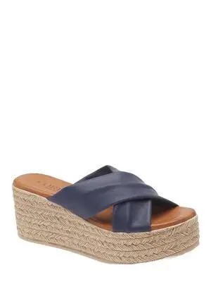Cordani Bella Espadrille Wedge Sandal - Navy Leather