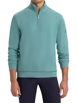 Bugatchi Cotton-blend Quarter-zip Pullover - Celadon