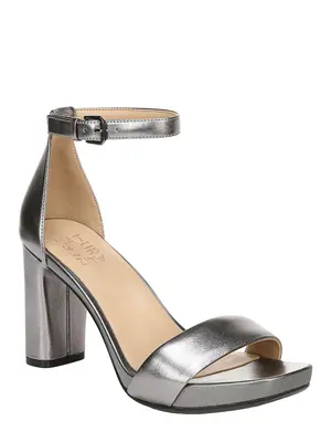 Naturalizer Naturalizer Joy Ankle Strap Sandal Pewter Metallic Leather