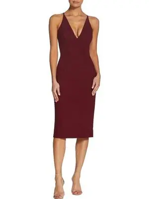 Dress The Population Lyla Crepe Cocktail Dress - Burgundy